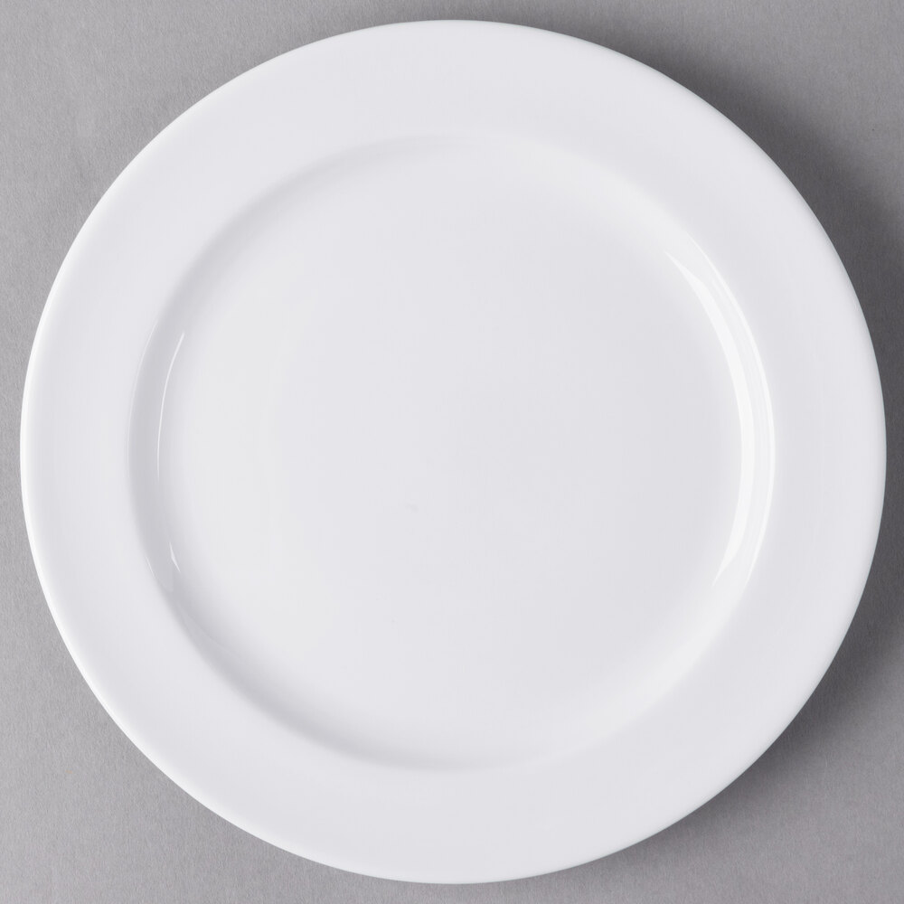 Libbey Slenda 8" Round Royal Rideau White Medium Rim Porcelain Plate ...