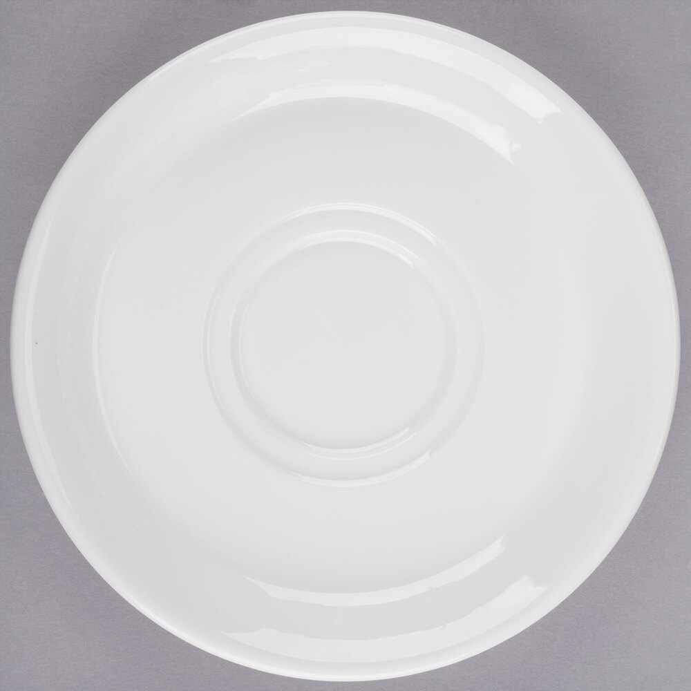 Libbey Slenda 6 3/8" Royal Rideau White Porcelain Stacking Tea Saucer ...
