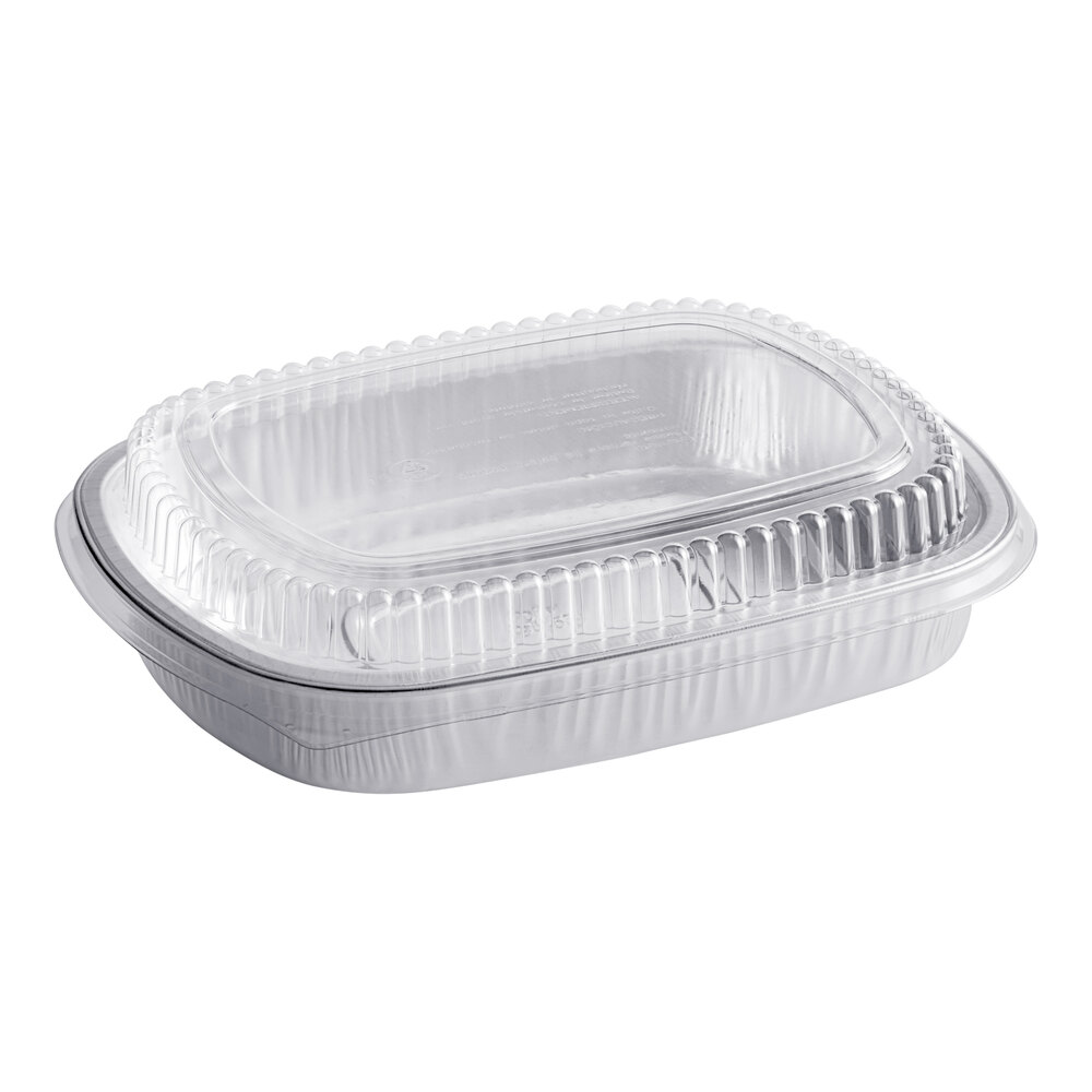 Ovenable Take & Bake Medium Silver Foil Takeout Pan w/ Lid