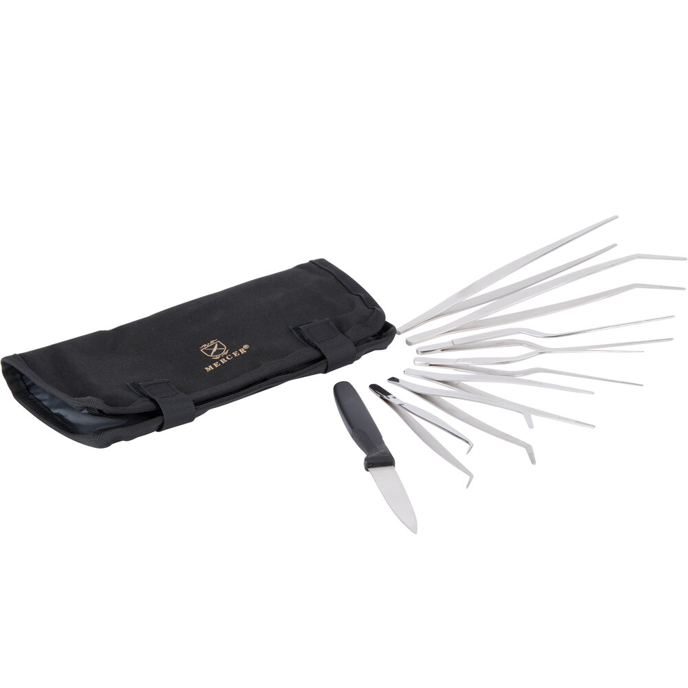Mercer Culinary M35152 10 Piece Precision Plating Tongs Set
