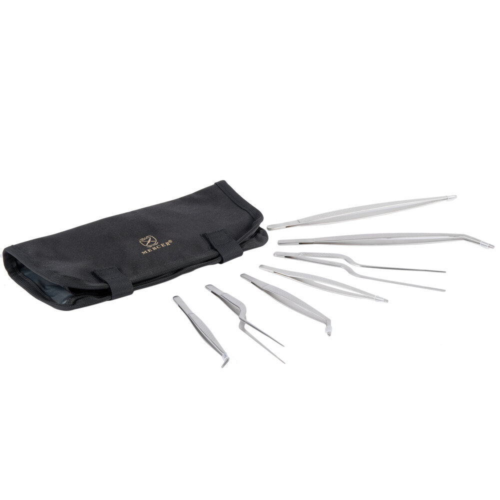 Mercer Culinary M35154 8 Piece Precision Plus Plating Tongs Set