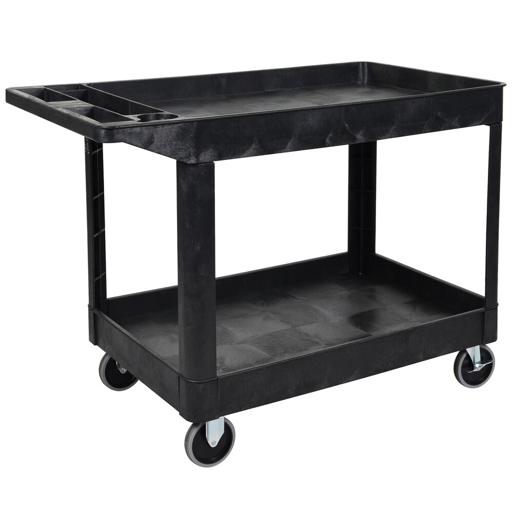 Luxor XLC11-B Black Two Tub Shelf Heavy-Duty Utility Cart - 24 1/2" x ...