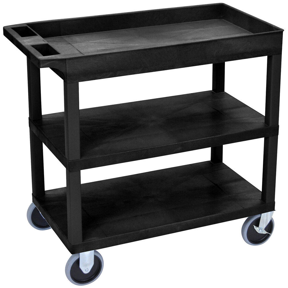 Luxor EC122HD-B Black One Tub and Two Flat Shelf Heavy-Duty Utility ...