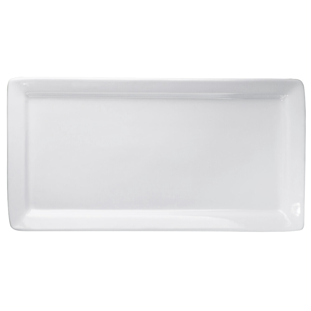 Tuxton BWH-1547 15 1/2" x 8" White Rectangular China Platter - 6/Case