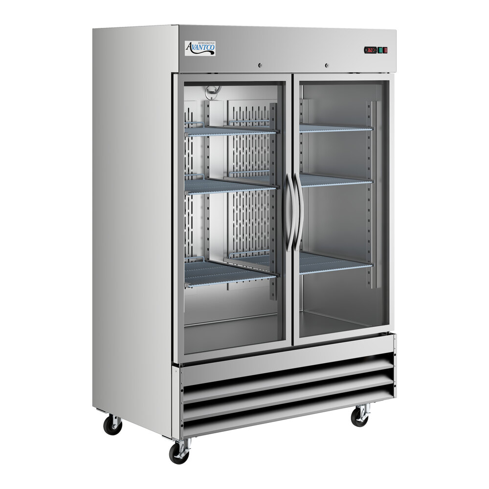 Avantco SS-2R-G-HC 54" Stainless Steel Glass Door Reach-In Refrigerator