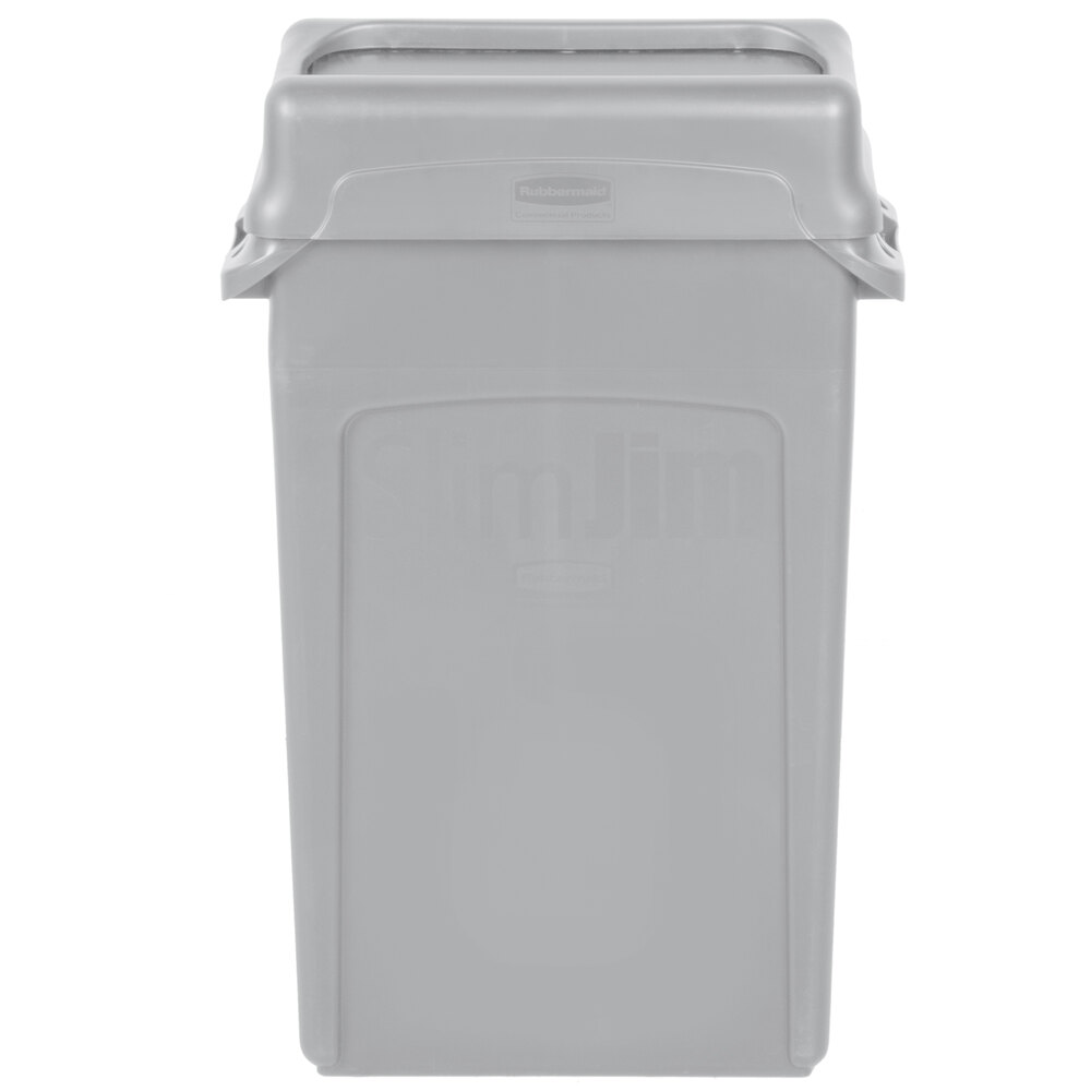 Rubbermaid® Slim Jim 92 Qt. / 23 Gallon Gray Rectangular Trash Can with ...