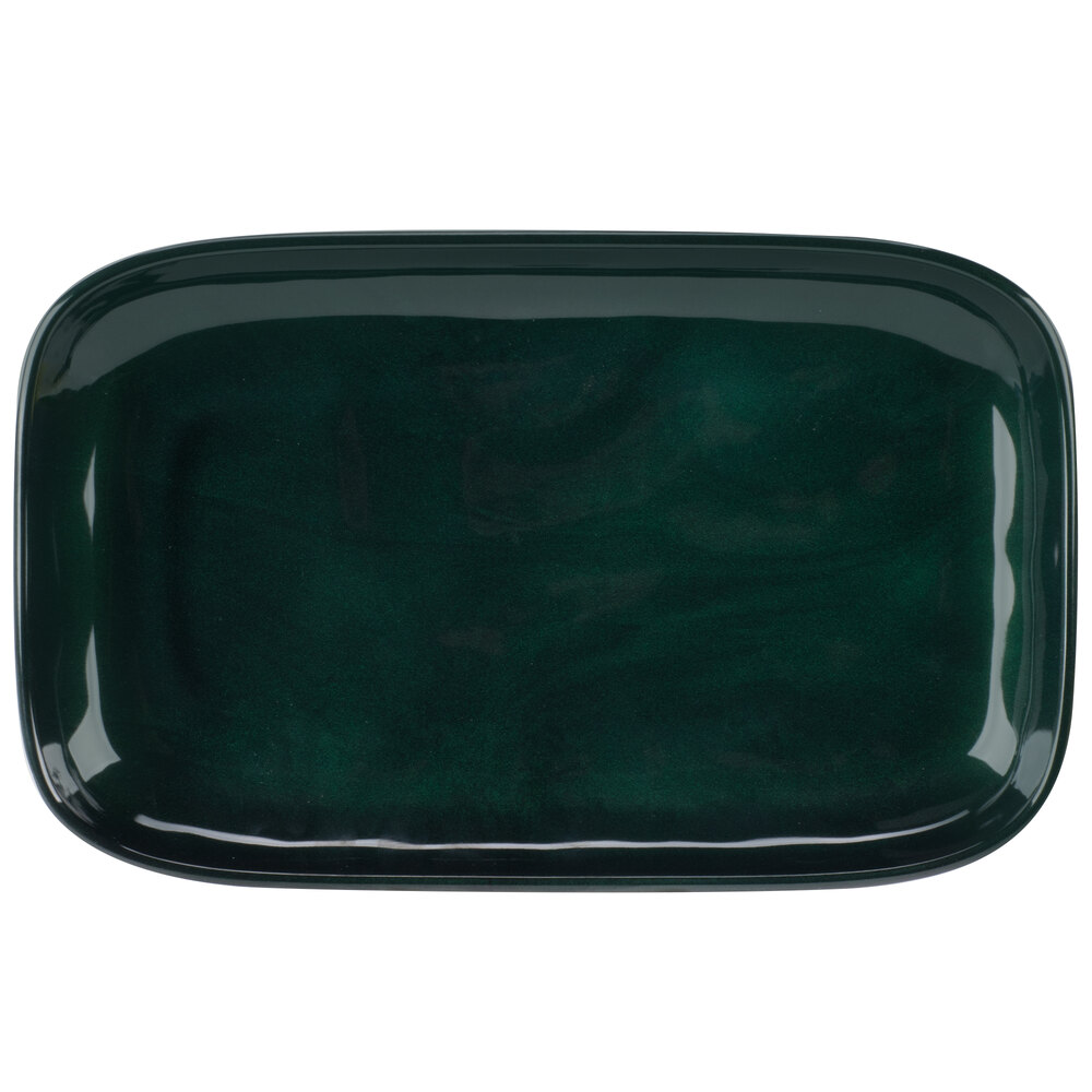 GET Cosmo 12" x 7 1/2" Green Melamine Irregular Rectangular Platter ...