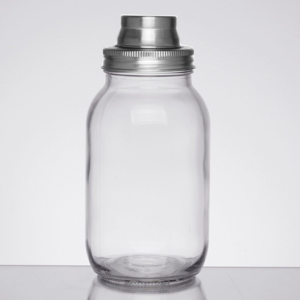 TableCraft MJS30 30 oz. Glass 3-Piece Mason Jar Cocktail Shaker