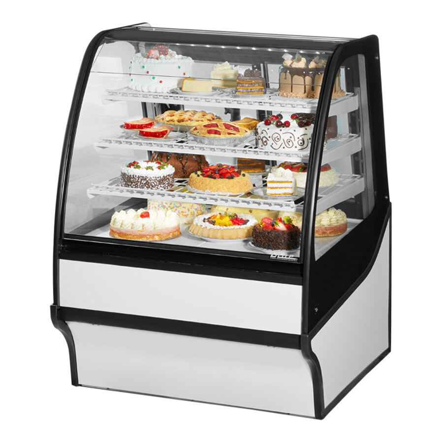 True TDM-R-36-GE/GE-W-W 36 1/4" Curved Glass White Refrigerated Bakery ...
