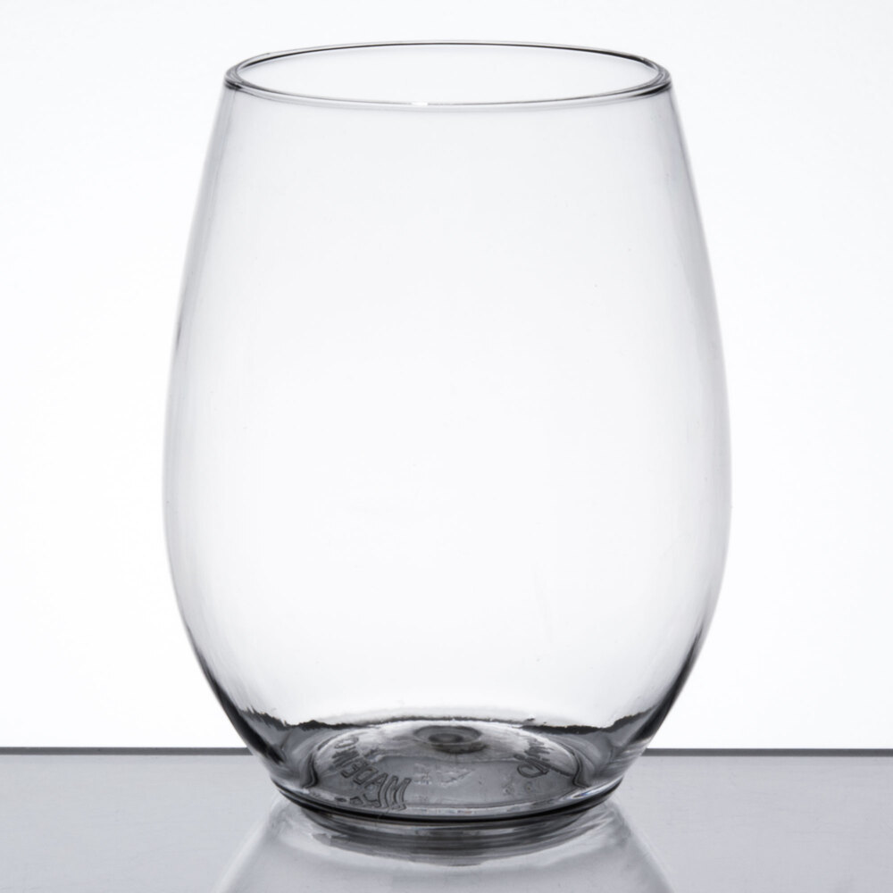 Visions 12 Oz Clear Plastic Disposable Stemless Wine Glass 64 Case