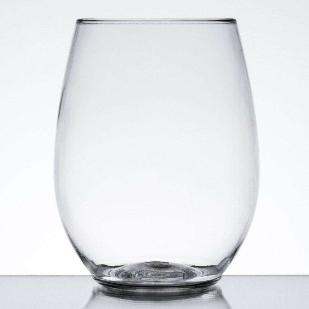 Visions 12 oz. Clear Plastic Stemless Wine Glass - 16/Pack