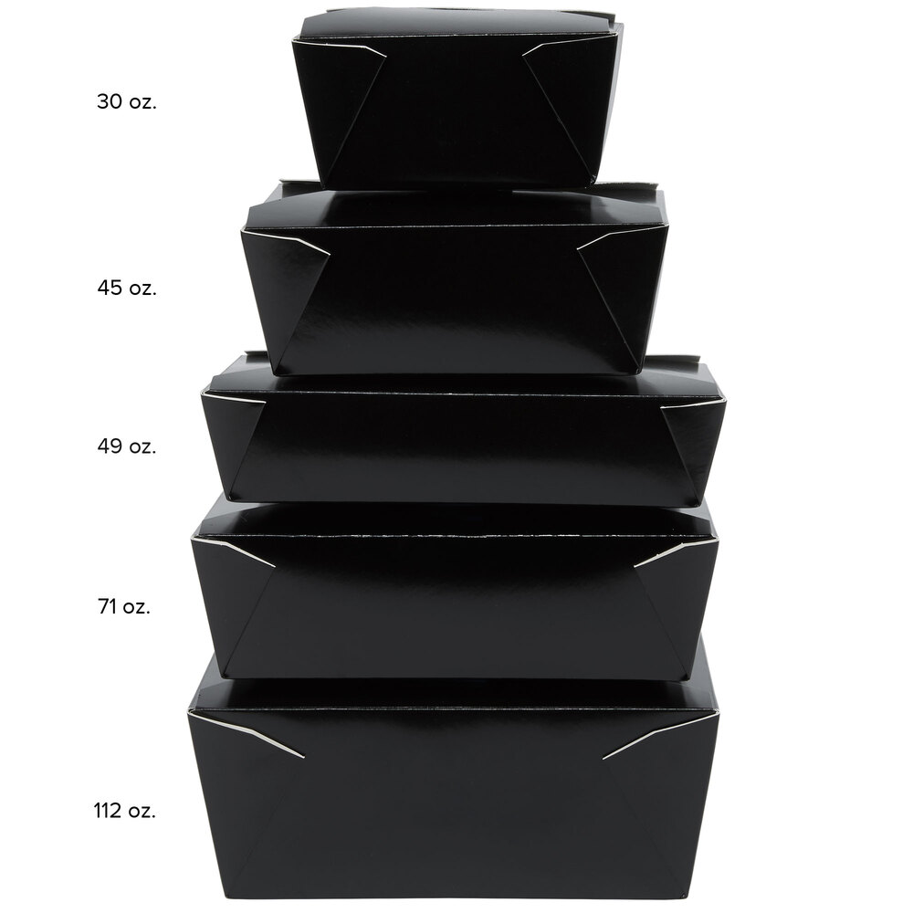 Choice 8 1/2" x 6" x 2 1/2" Black Microwavable Folded Paper #3 Take-Out ...