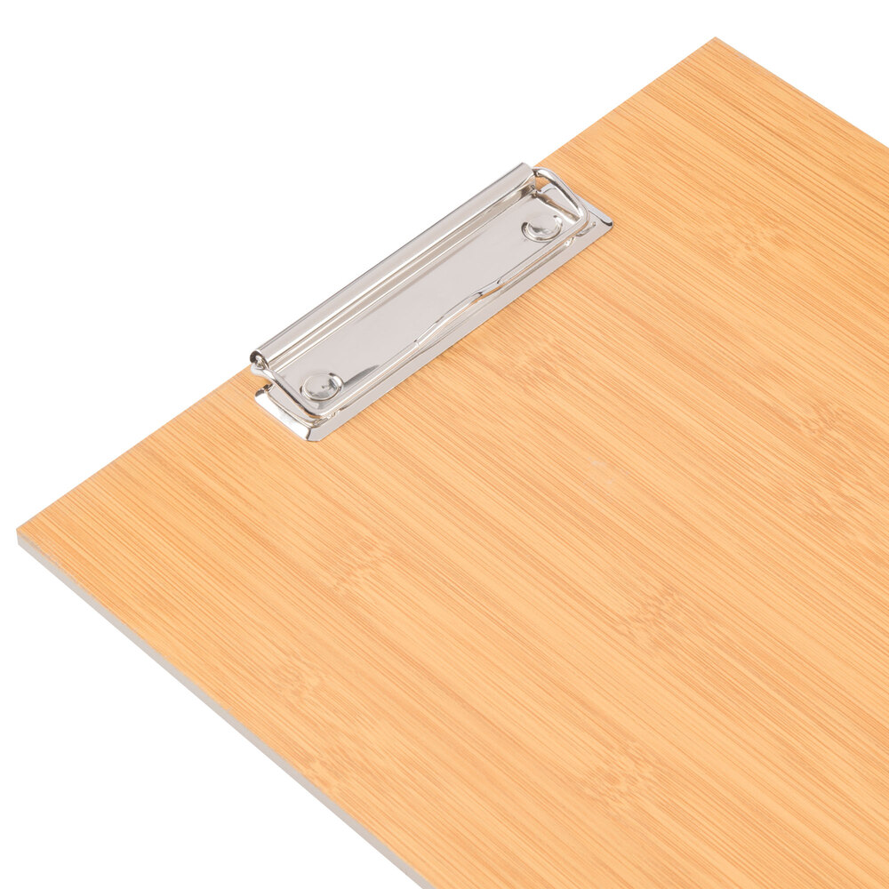 Choice 9" x 12 1/2" Natural Wood Menu Holder / Presenter with Clip