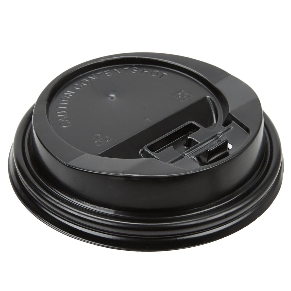 Choice Black Hot Paper Cup Travel Lid with Hinged Tab for 10-24 oz ...
