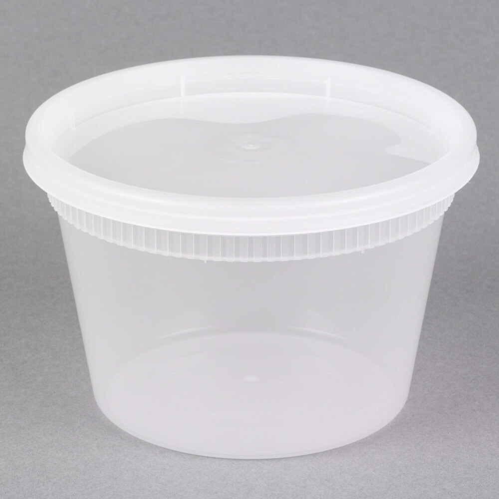 Pactiv/Newspring YSD2516 16 oz. Translucent Round Deli Container Combo ...