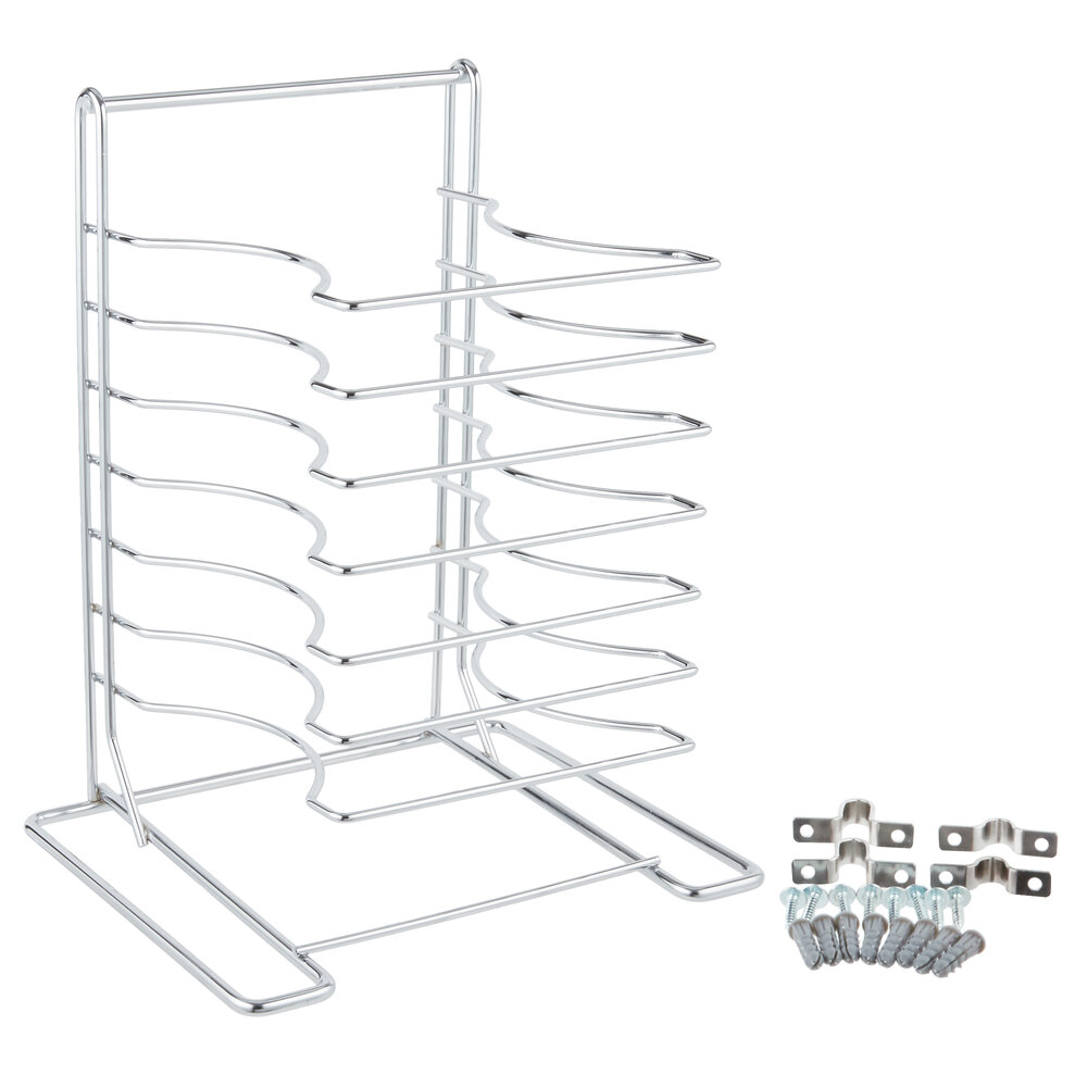 American Metalcraft 19107 7 Slot Wall Mounted Pizza Pan Rack with Wall ...