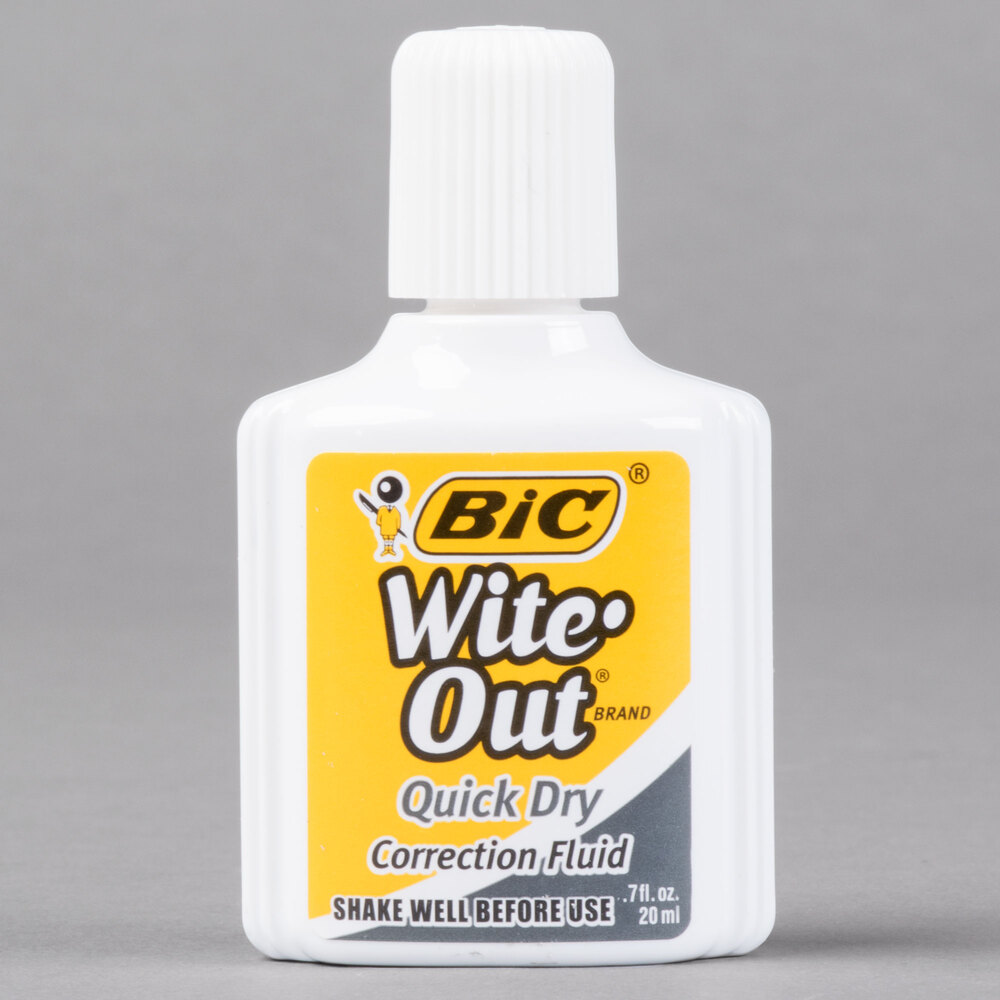 BIC WOFQD324 Wite-Out Quick Dry Corrective Fluid 20 mL Bottle - 3/Pack ...