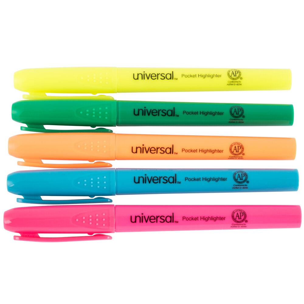 Universal UNV08850 Chisel Tip Pen Style Pocket Highlighter, Fluorescent ...