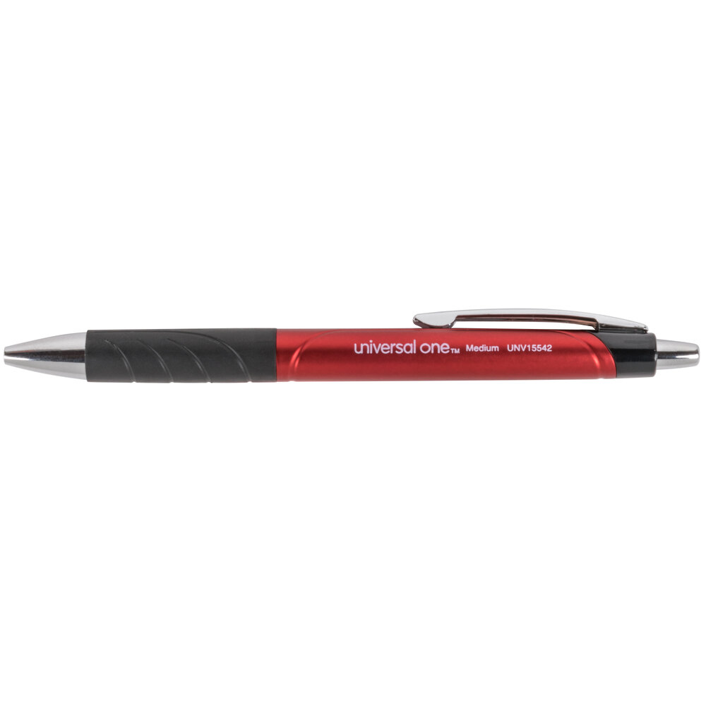 Universal One UNV15542 Advanced Ink Red Medium Point 1mm Retractable ...
