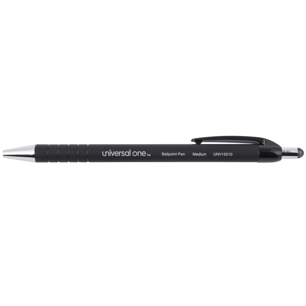 Universal One UNV15510 Comfort Grip Black Medium Point 1mm Retractable ...