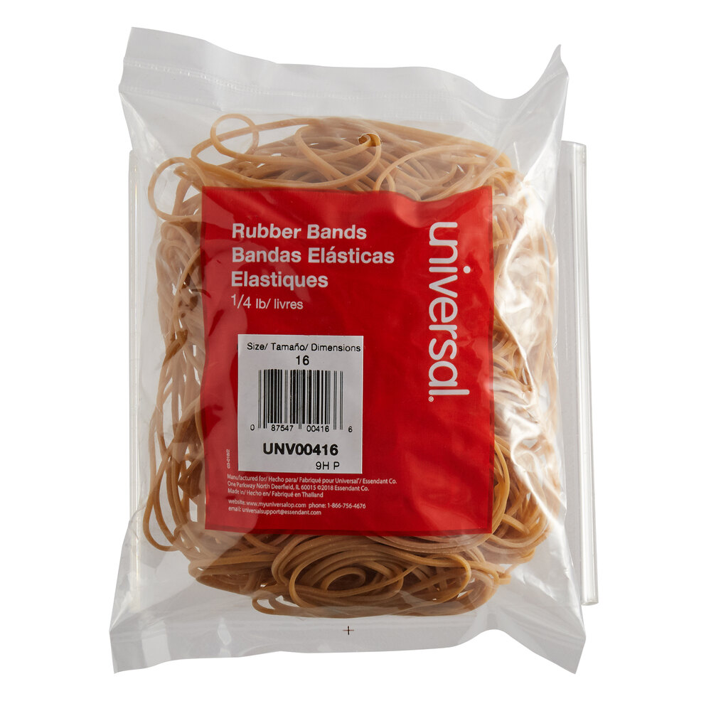 Universal UNV00416 2 1/2" x 1/16" Beige #16 Rubber Band, 1/4 lb. - 475/Bag