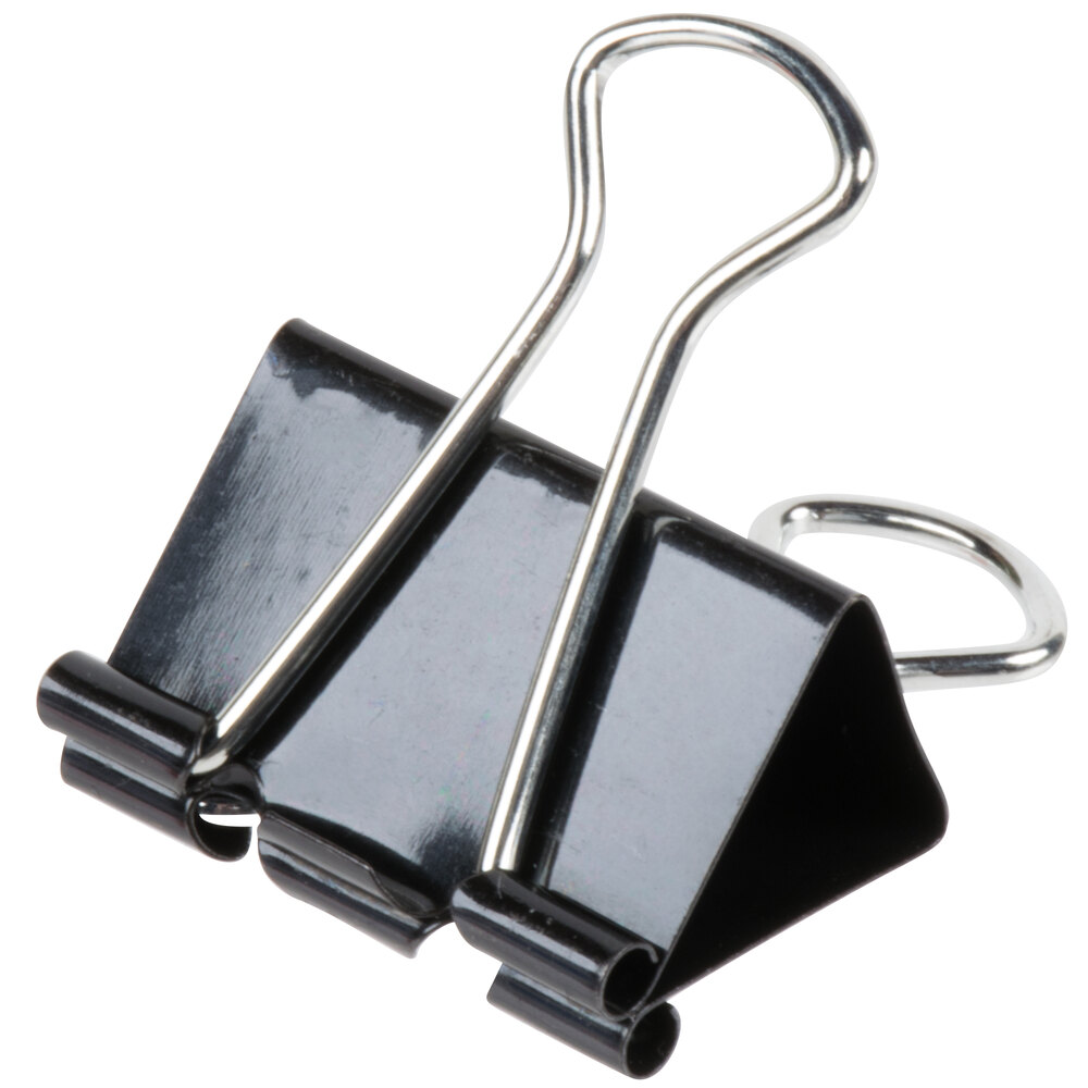 Universal UNV10210 5/8" Capacity Black Medium Binder Clip - 12/Pack