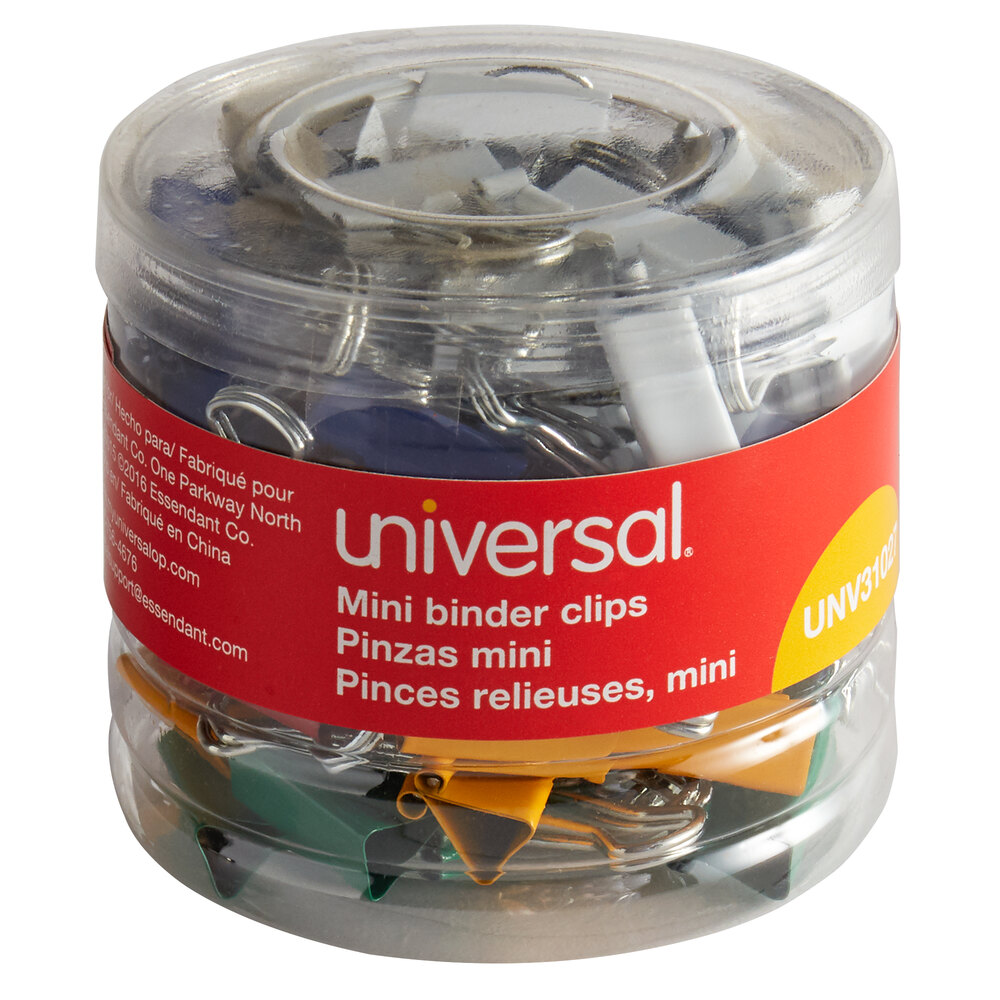 Universal UNV31027 1/4" Capacity Assorted Color Mini Binder Clips - 60/Box