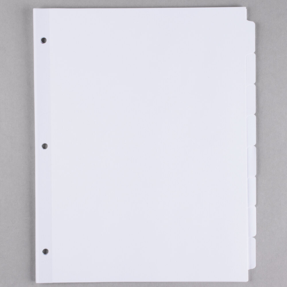 Universal UNV20845 White 8-Tab Divider Set - 24/Box
