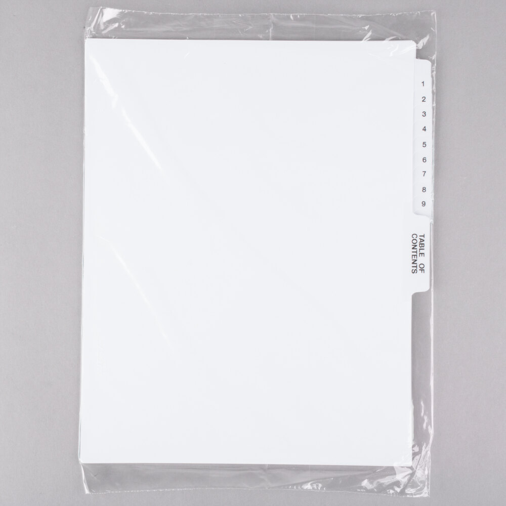 Avery 11381 Premium Collated 1-10 Side Tab Table of Contents Legal ...