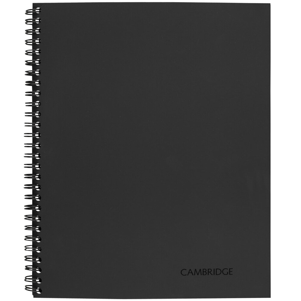 Cambridge 06672 9 1/2" x 6 5/8" Black Linen Legal Rule Side Bound ...