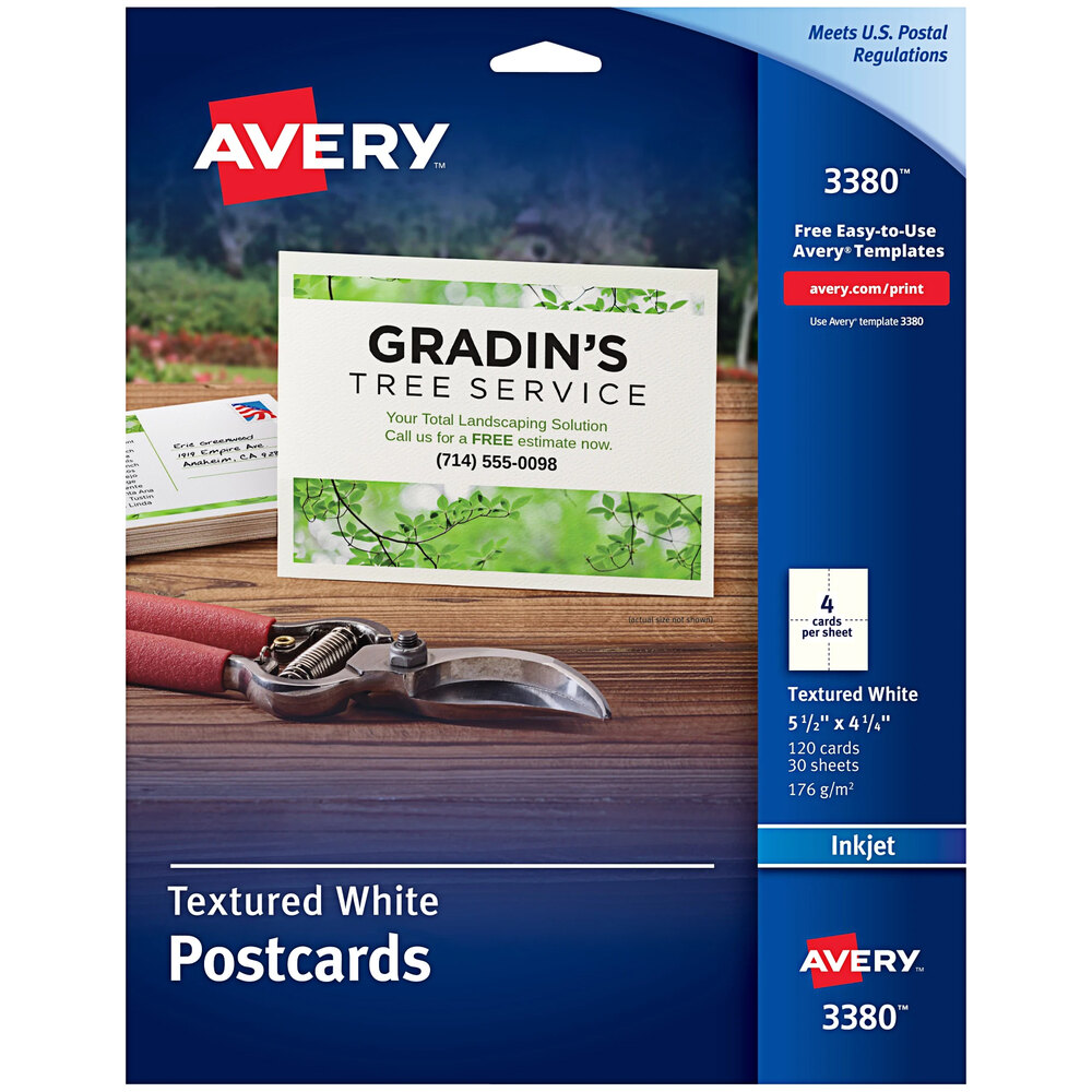 Avery® 3380 4 1/4" x 5 1/2" Printable Heavy Weight Textured Postcards ...