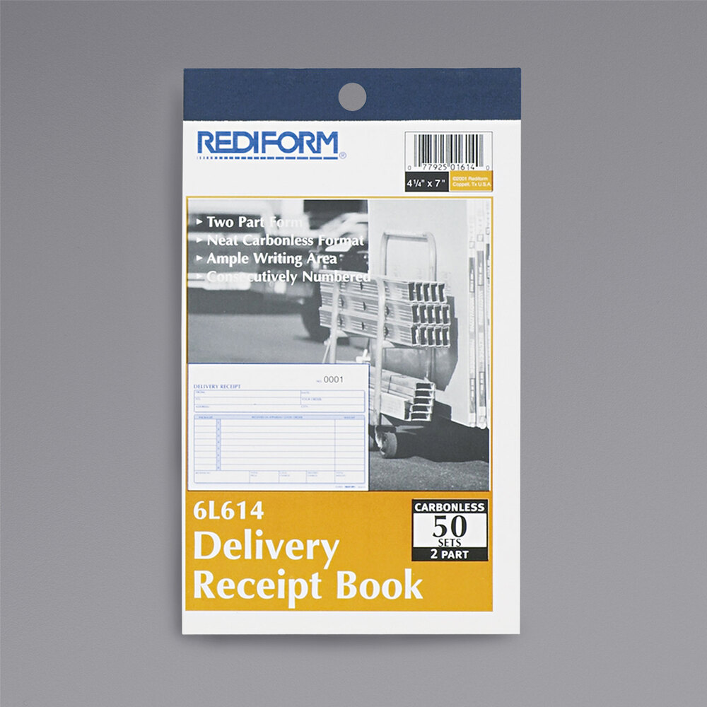 Rediform Office 6L614 Delivery Receipt Book, 6 3/8" x 4 1/4" Two-Part ...