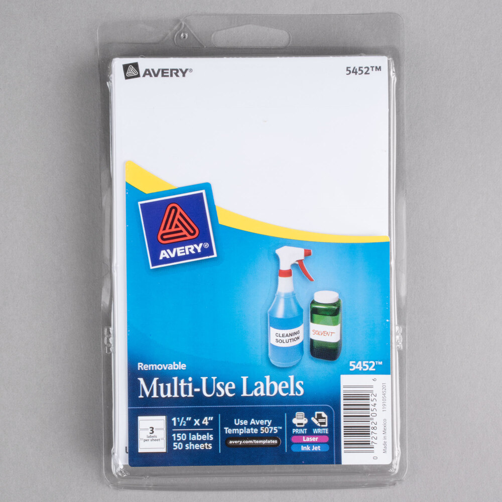 Avery® 05452 1 1/2" x 4" White Rectangular Removable Write-On ...