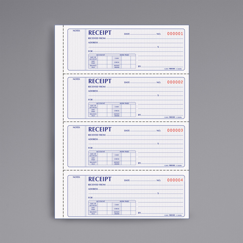 Rediform Office 8L806 2-Part Carbonless Soft Cover Numbered Receipt ...