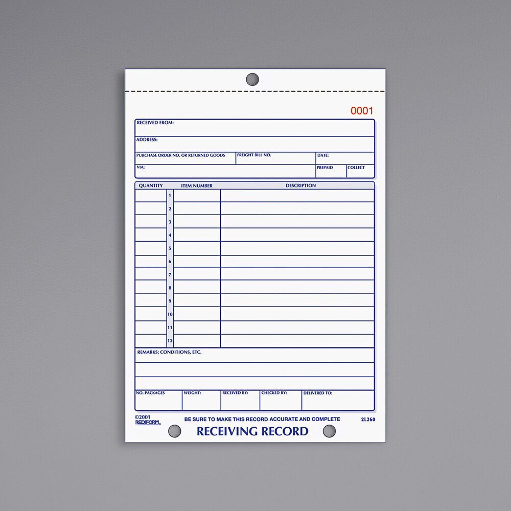Rediform Office 2L260 Receiving Record Book, 5 9/16" x 7 15/16" Three ...