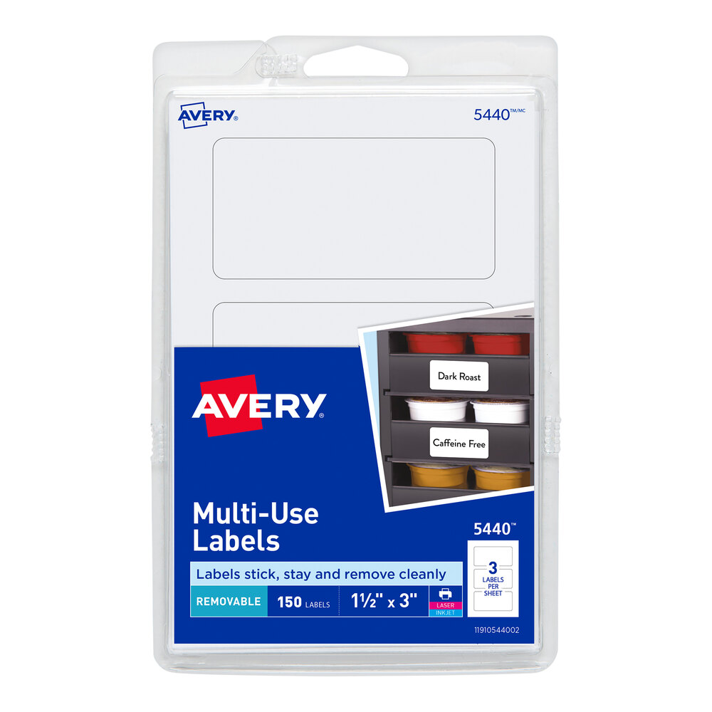 Avery® 5440 1 1/2" x 3" White Rectangular Removable Write-On ...