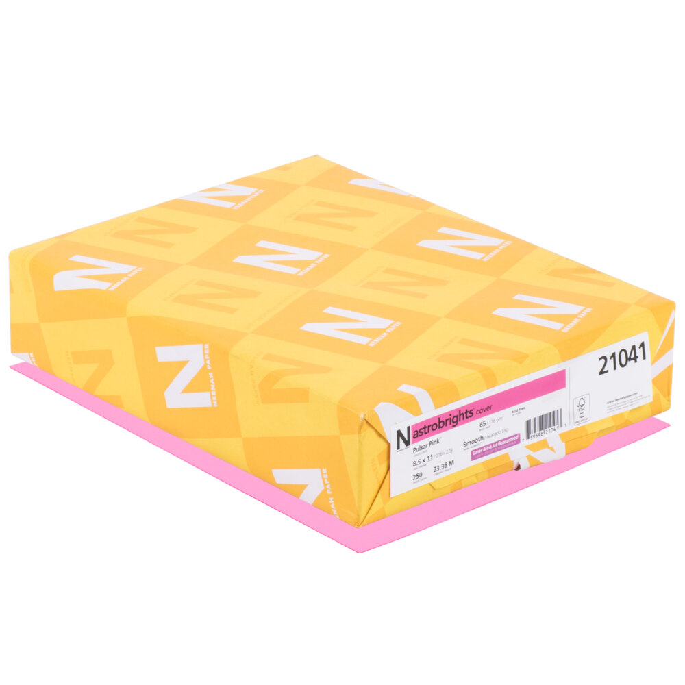 Neenah 21041 Astrobrights 8 1/2" x 11" Pulsar Pink 65# Smooth Color ...