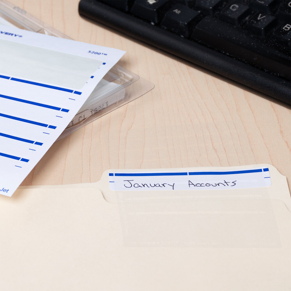 Avery 5202 11/16" x 3 7/16" White Rectangular Write-On / Printable 1/3 ...