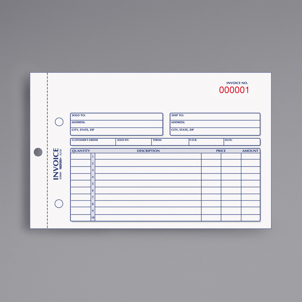 Rediform Office 7L721 Invoice Book, 5 1/2" x 7 7/8" Two-Part Carbonless ...