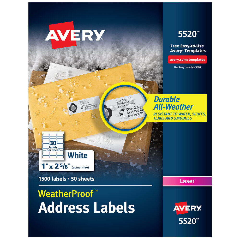 Avery 5520 TrueBlock 1 X 2 5 8 Weatherproof White Mailing Address 
