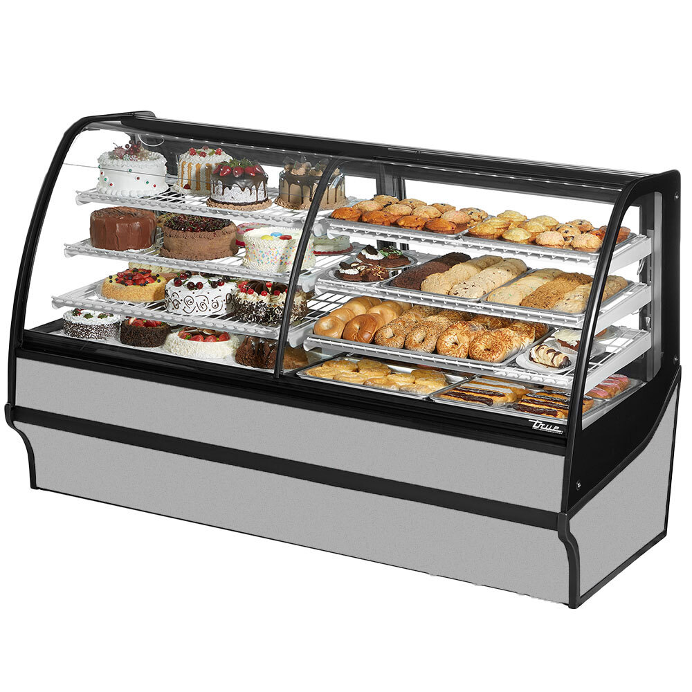 True TDM-DZ-77-GE/GE-S-W 77 1/4" Curved Glass Stainless Steel Dual Zone ...