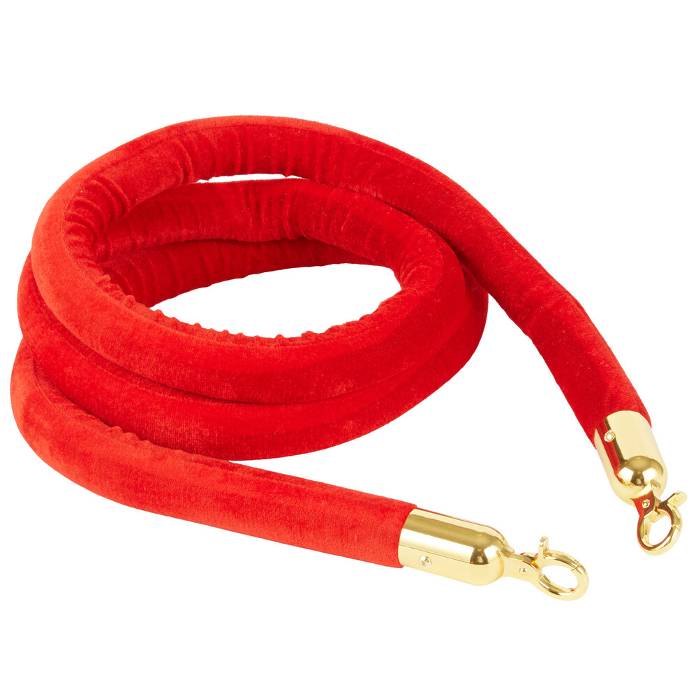 Lancaster Table & Seating Red 8' Stanchion Rope with Gold Ends for Rope ...