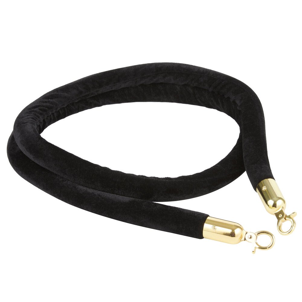 Lancaster Table & Seating Black 8' Stanchion Rope with Gold Ends for ...