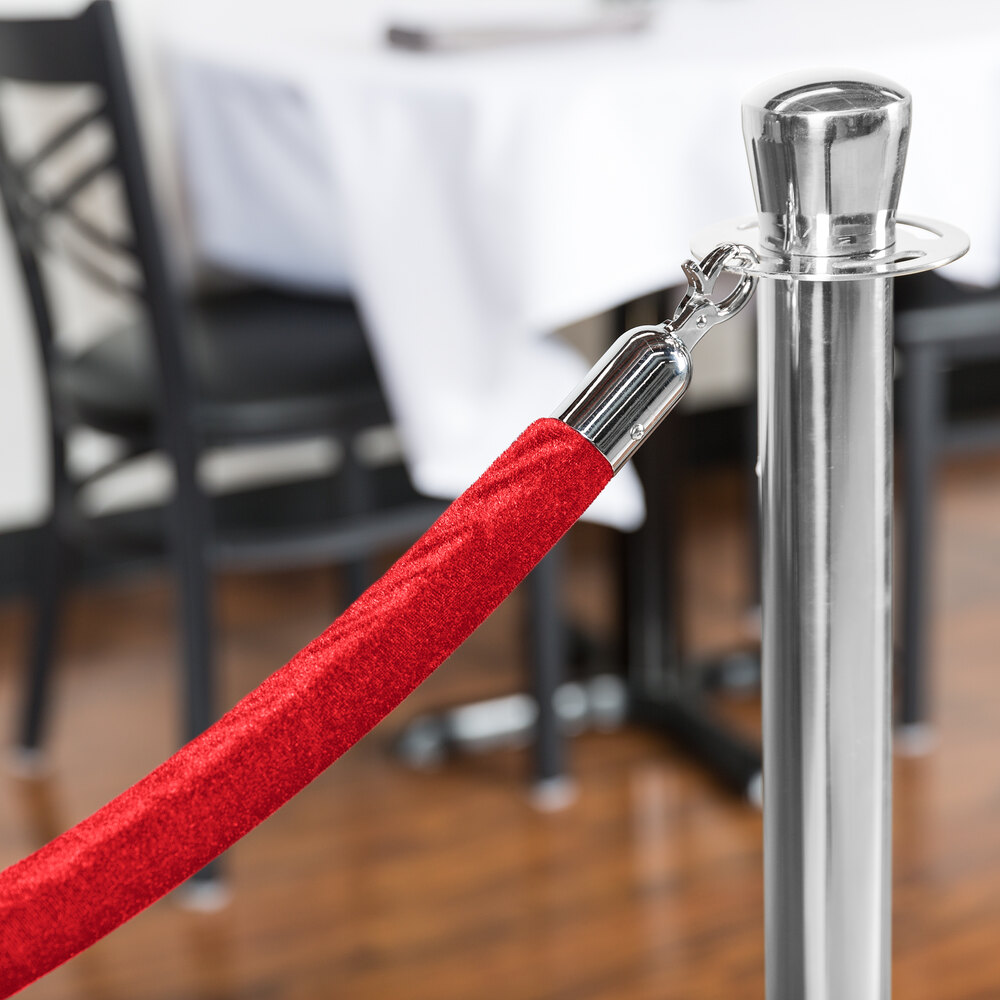 Lancaster Table & Seating Red 8' Stanchion Rope with Silver Ends for ...