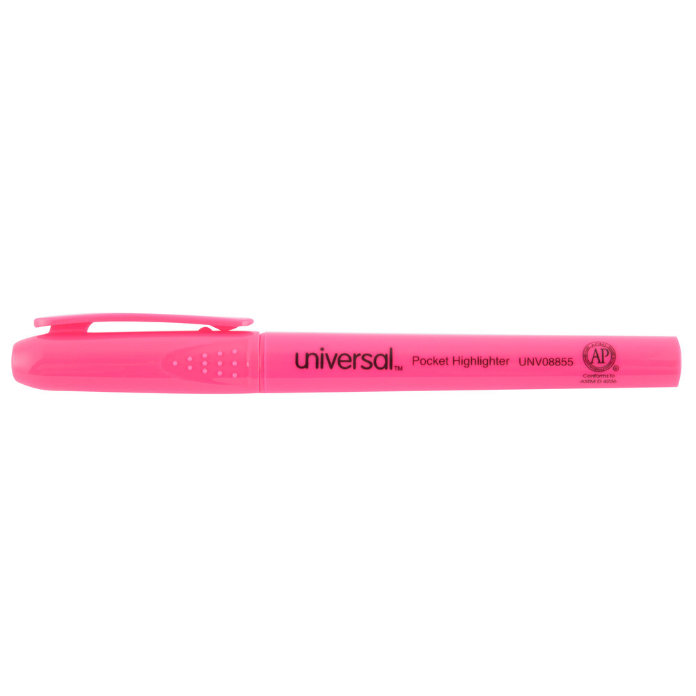 Universal UNV08855 Fluorescent Pink Chisel Tip Pen Style Highlighter ...