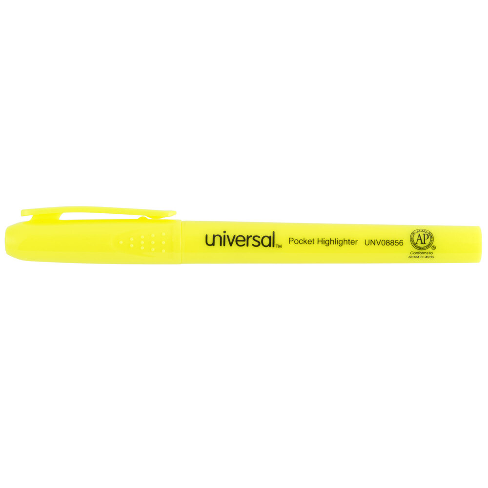 Universal UNV08856 Fluorescent Yellow Chisel Tip Pen Style Highlighter ...