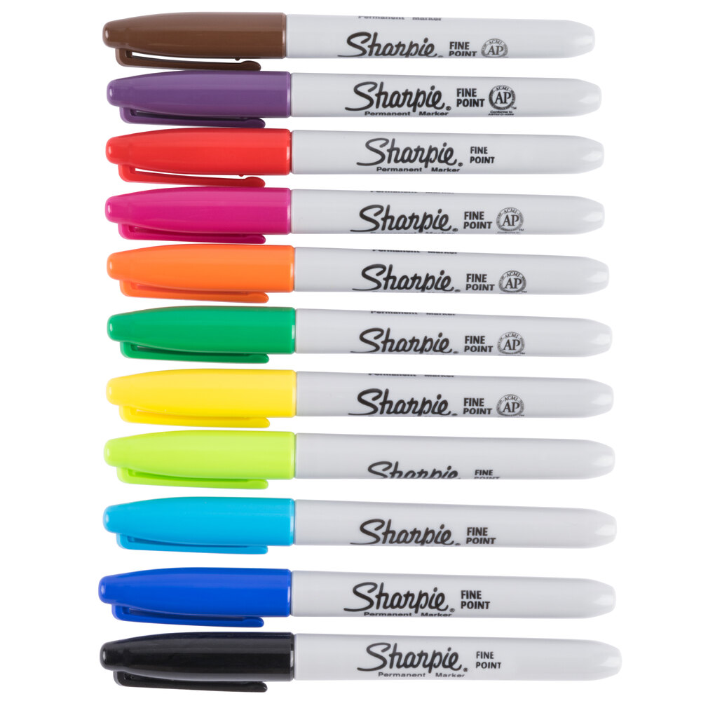 Sharpie 30072 Fine Point Permanent Marker, Color Assortment - 12/Pack