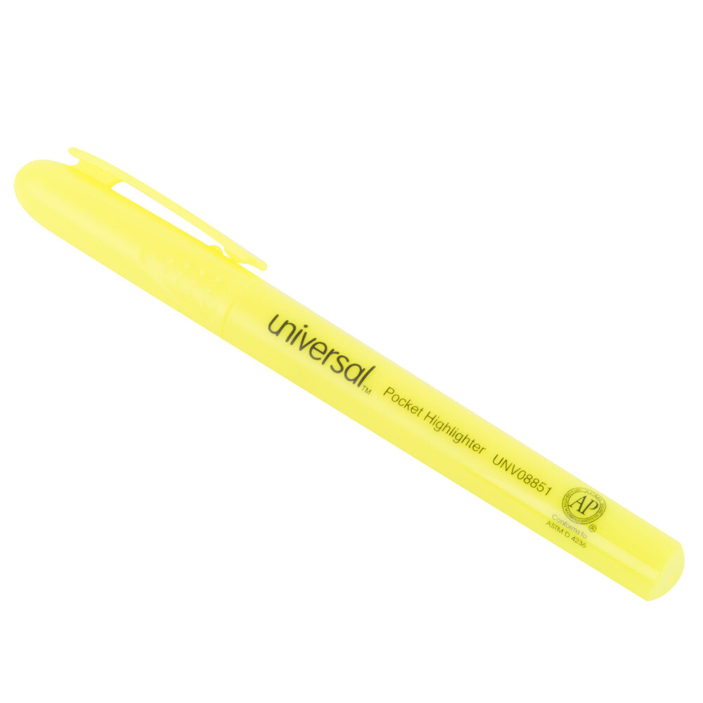 Universal UNV08851 Fluorescent Yellow Chisel Tip Pen Style Highlighter ...