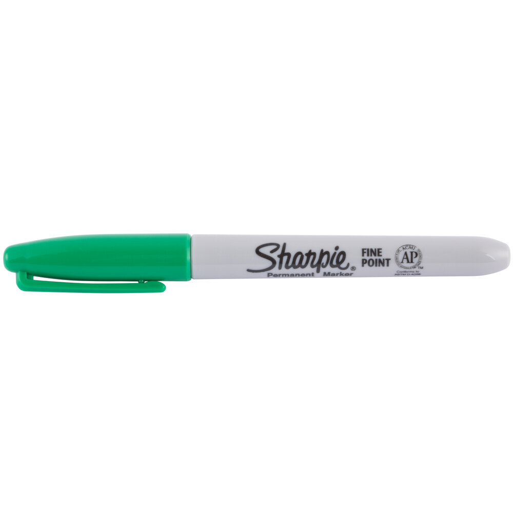 Sharpie 30004 Green Fine Point Permanent Marker - 12/Pack