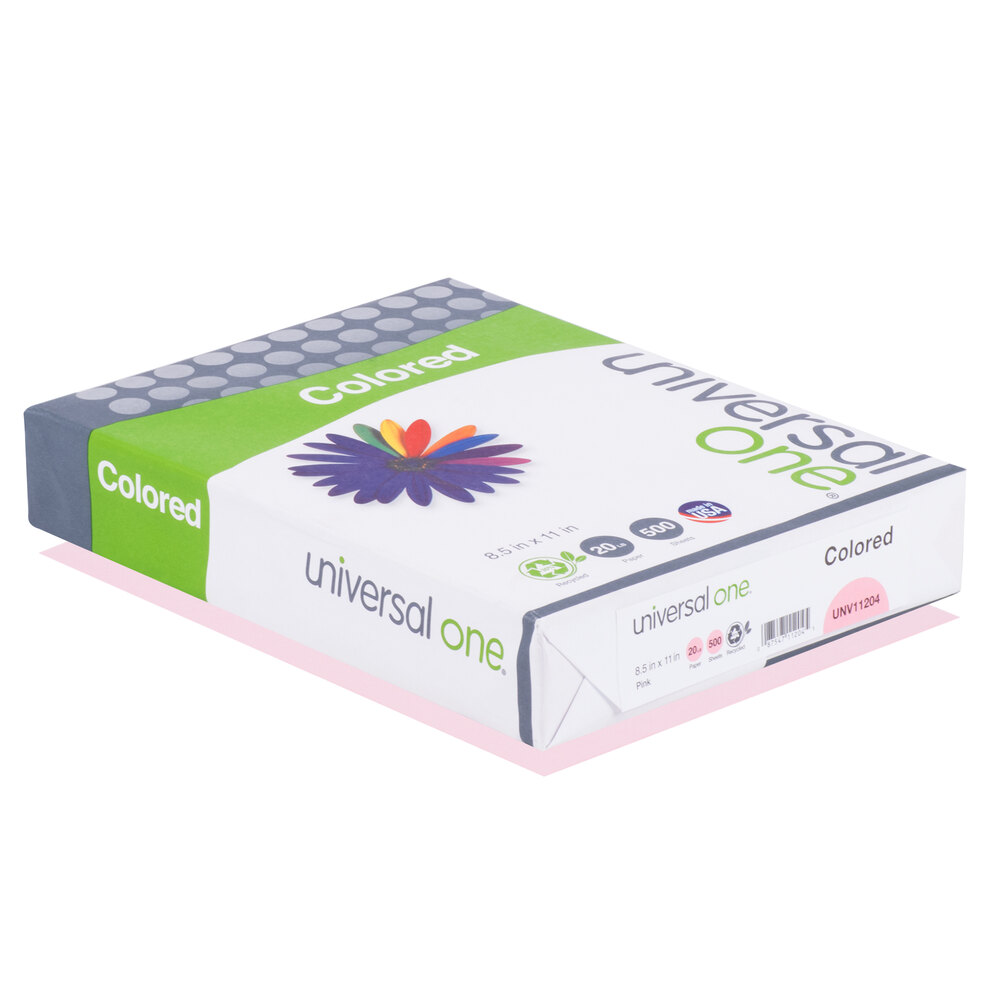 Universal Office UNV11204 8 1/2" x 11" Pink Ream of 20 lb. Color Copy ...
